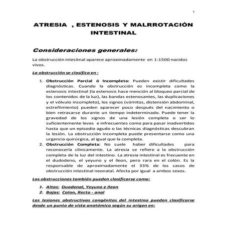 Atresias intestinales y anorectales | DOCX
