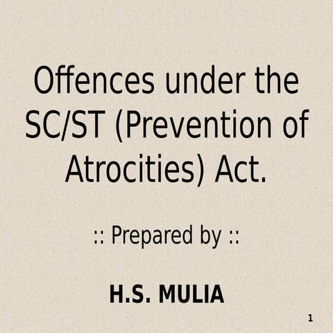 Prevention of Atrocities to Schedule Caste and Tribes Act. Questions ...