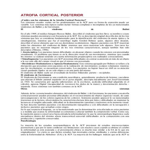 Atrofia Cortical Posterior | PPTX