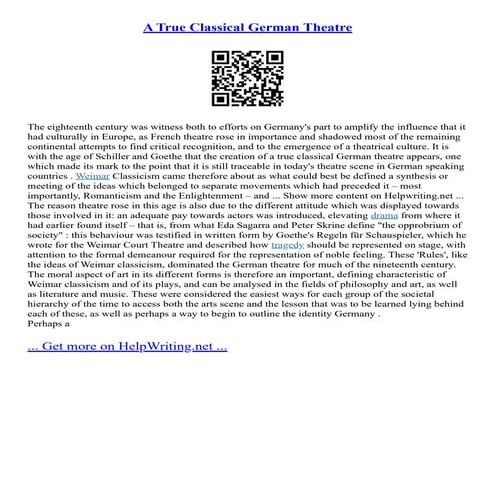 A True Classical German Theatre | PDF