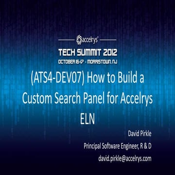 (ATS4-DEV07) How to Build a Custom Search Panel for Symyx Notebook | PDF | Databases | Computer ...
