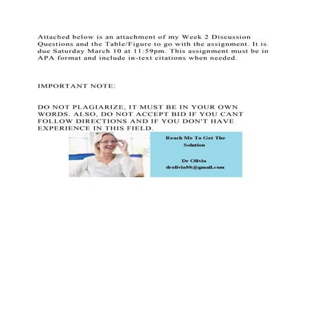 Attached below is an attachment of my Week 2 Discussion Questions an | DOCX | Homework and Study ...