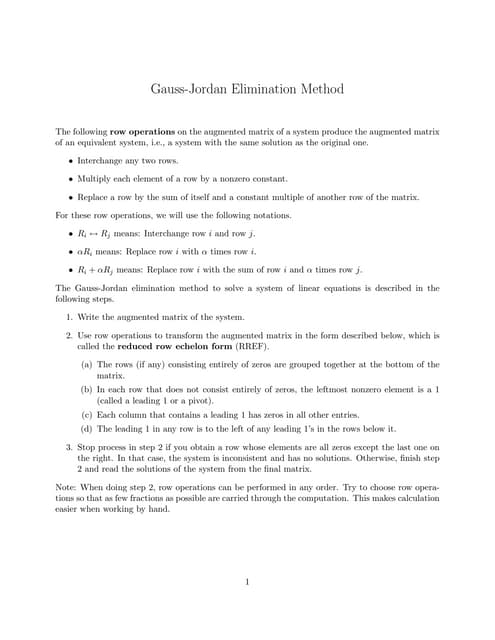 GAUSS ELIMINATION METHOD | PPT