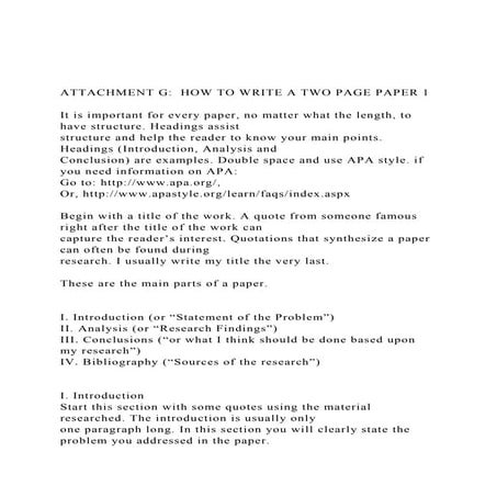 ATTACHMENT G HOW TO WRITE A TWO PAGE PAPER 1 It is impo.docx