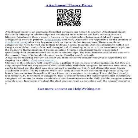 Attachment Theory Essay | PDF