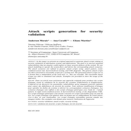 Attack scripts generation for security validation fr | DOC
