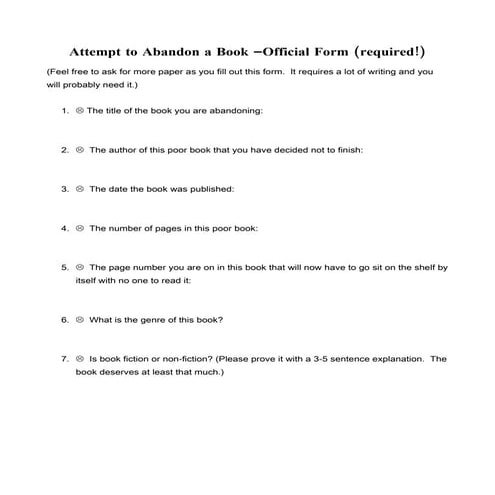 Attempt To Abandon A Book –Official Form | DOC | Fiction | Books and ...