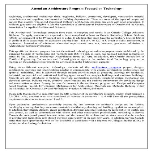 Attend an architecture program focused on technology | DOC
