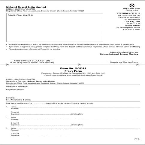 Attendance slip-proxy-form | PDF