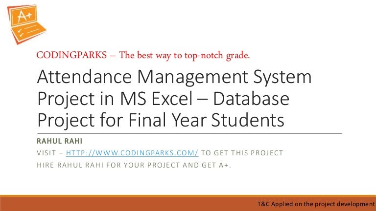 Attendance management system project in ms excel – database project f…