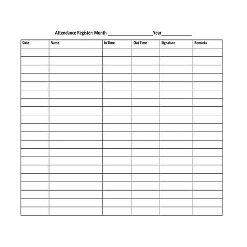 Attendance Register For Company Daily Basic | PPT