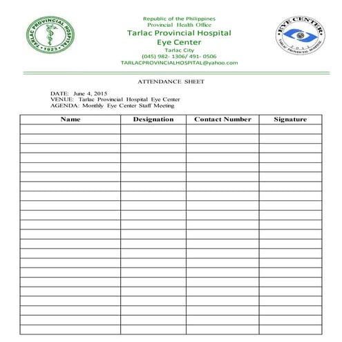Attendance sheets | DOCX