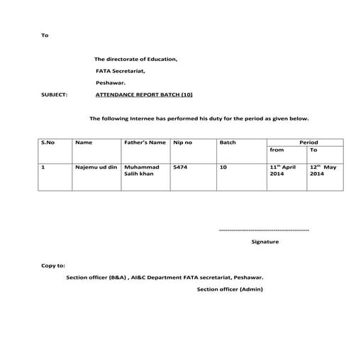 Attendence report 1 for nip | PDF