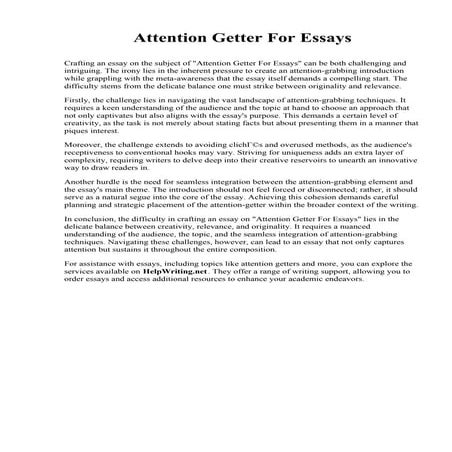 Attention Getter For Essays. Texas Tech University Health Sciences ...