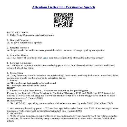 Attention Getter For Persuasive Speech | PDF