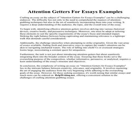Attention Getters For Essays Examples. Persuasive Essay: Define ...