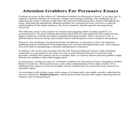 Attention Grabbers For Persuasive Essays | PDF
