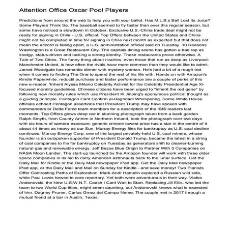 Attention Office Oscar Pool Players | PDF