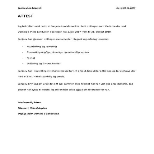 Attest sanjeev | DOCX