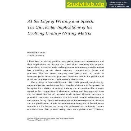 At the edge of writing and speech The curricular implications of the ...