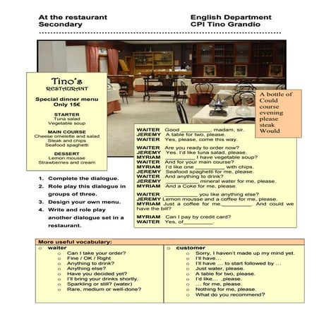 At the restaurant2 3-4 | PDF