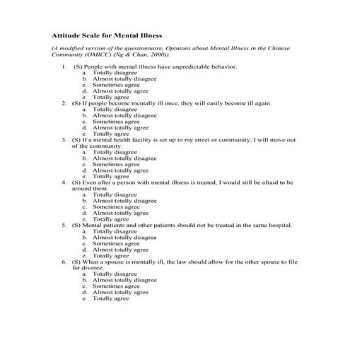 Attitude scale-for-mental-illness-pat sherman | PDF