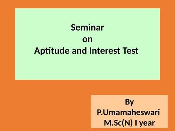 Aptitude test and its types. | PPTX | Education