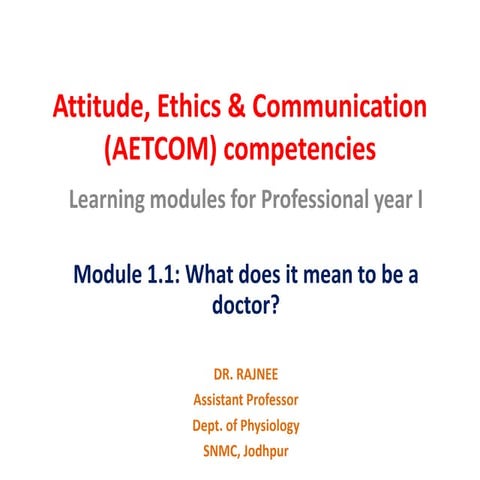 Attitude, ethics & communication (aetcom) Module 1.1: What does it mean ...