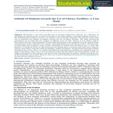 Attitude Of Students Towards The Use Of Library Facilities A Case Study ...