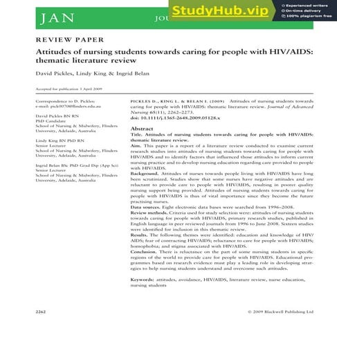 Attitudes Of Nursing Students Towards Caring For People With HIV AIDS ...