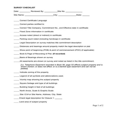 Attorney Checklist for Surveys | DOC