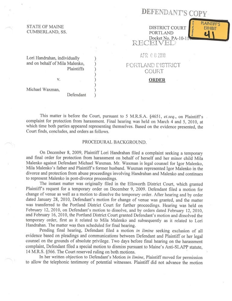 Court Order Preventing Child from being Relocated Out of State