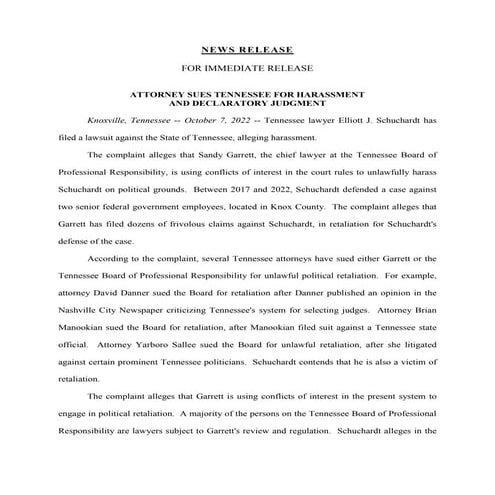 Attorney Sues Tennessee for Harassment and Declaratory Judgment.pdf