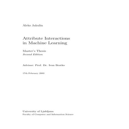 Attribute Interactions In Machine Learning Pdf Science