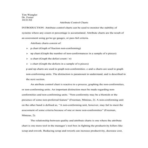 Attributes Control Charts | PDF