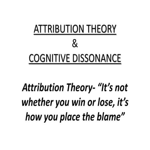 Attribution theory & Cognitive Dissonance | PPTX