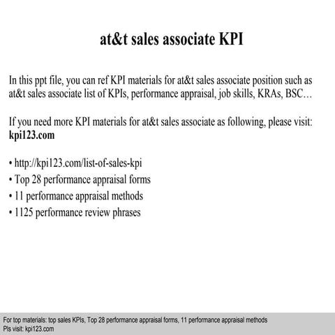At&t sales associate kpi | PPT