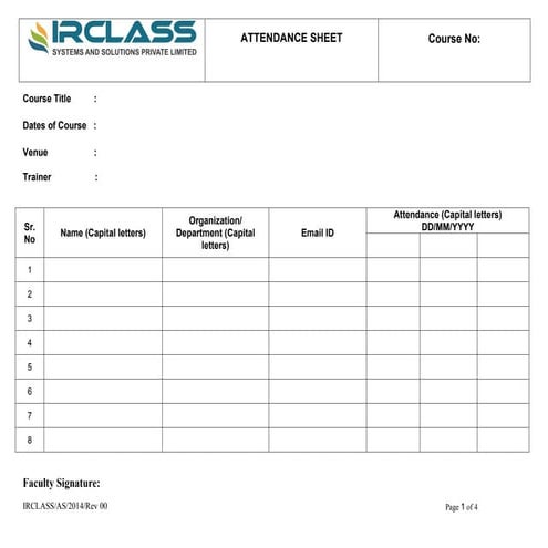 Att Sheet - IA.docx for QMS lead auditor training | PPT