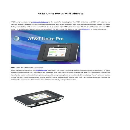 AT&T Unite Pro vs MiFi Liberate | PDF