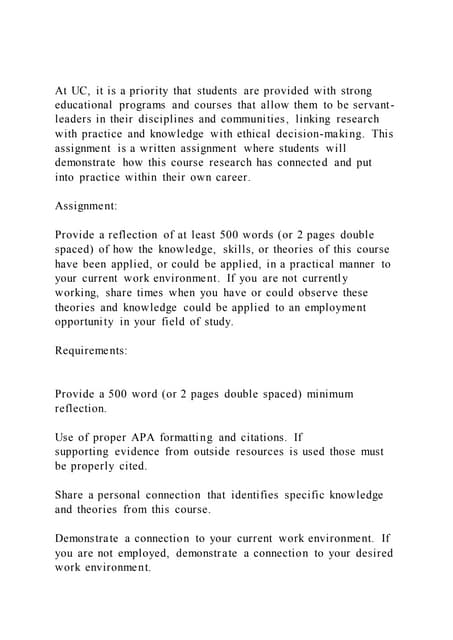 Executive program practical connection assignment at uc, i | DOCX ...