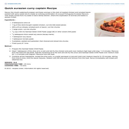 Quick eurasian curry captain recipe | PDF