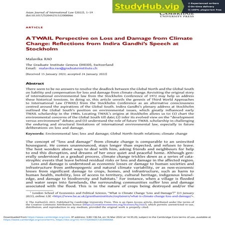 A TWAIL Perspective On Loss And Damage From Climate Change Reflections ...