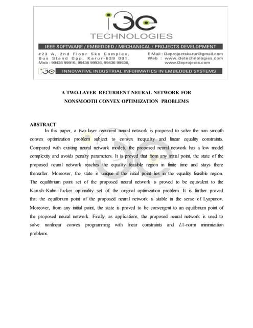 A Two Layer Recurrent Neural Network For Nonsmooth Convex Optimization 6617