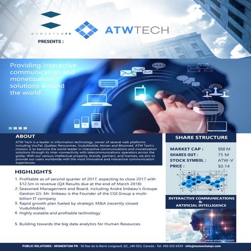 ATW Tech (ATW:tsxv) Factsheet | PDF