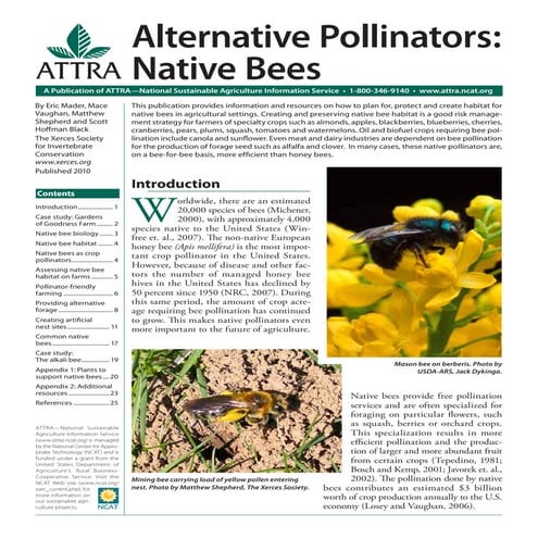 Alternative Pollinators: Native Bees | PDF