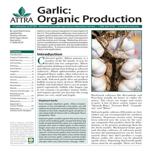 Garlic: Organic Production | PDF