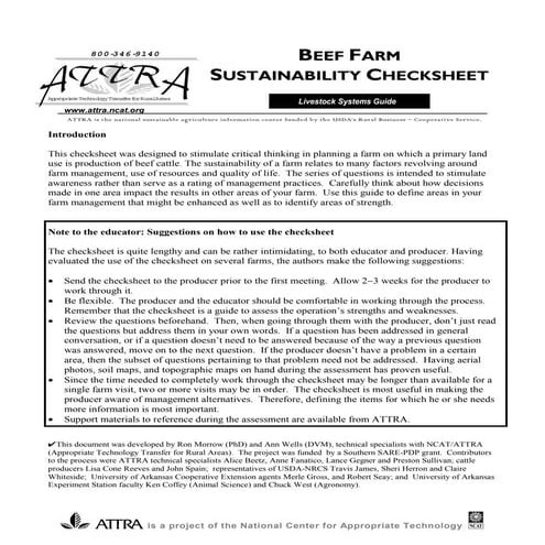 Dairy Farm Sustainability Checksheet | PDF