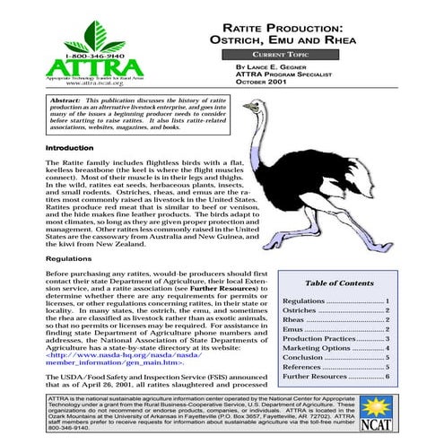 Ratite Production: Ostrich, Emu & Rhea | PDF