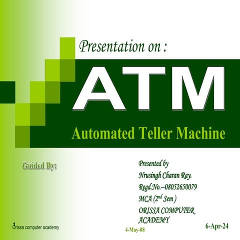 automated teller machine presentation with slides | PPT