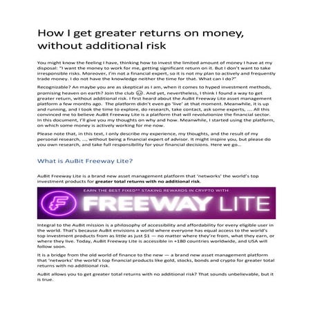 How I get greater returns on money, without additional risk | PDF